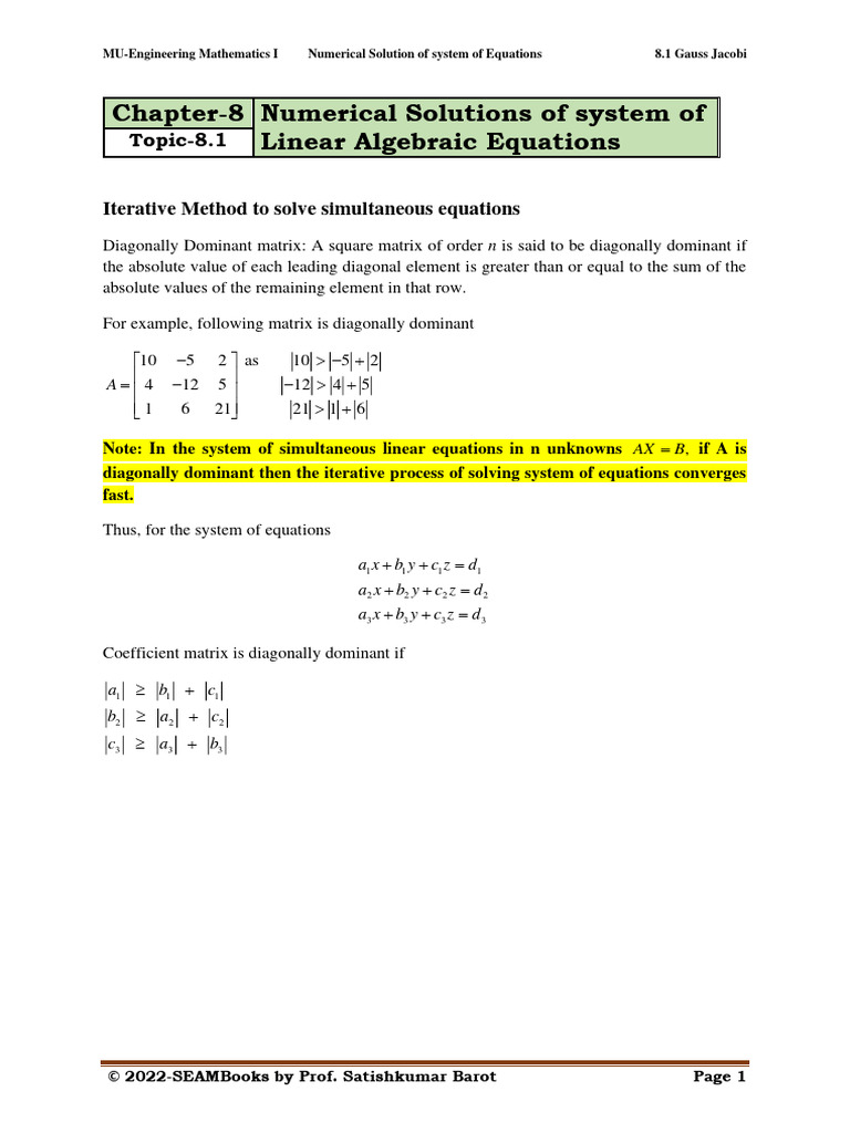 SEAMBooks SPCE DCCN Gauss Jacobi Students | PDF | Matrix (Mathematics ... SEAMBooks SPCE DCCN Gauss Jacobi Students | PDF | Matrix (Mathematics ...