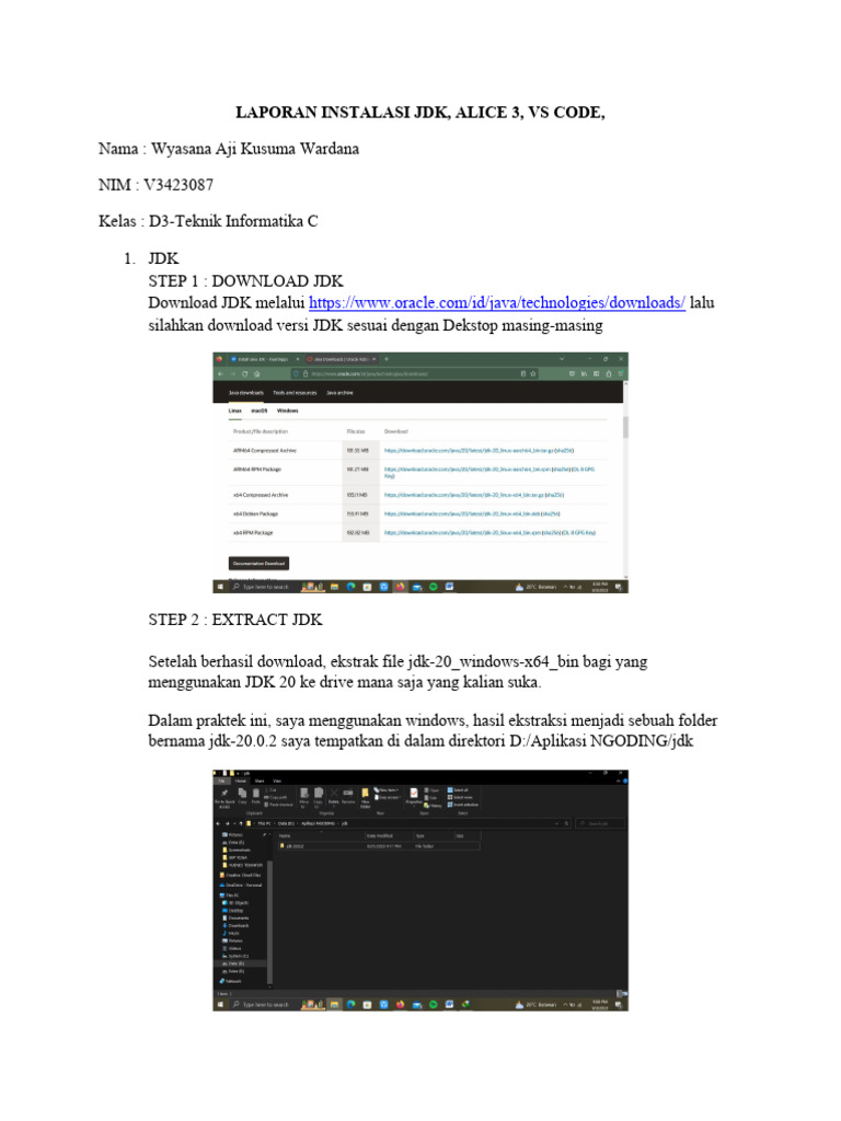 Panduan Instalasi JDK dan Alice 3 | PDF