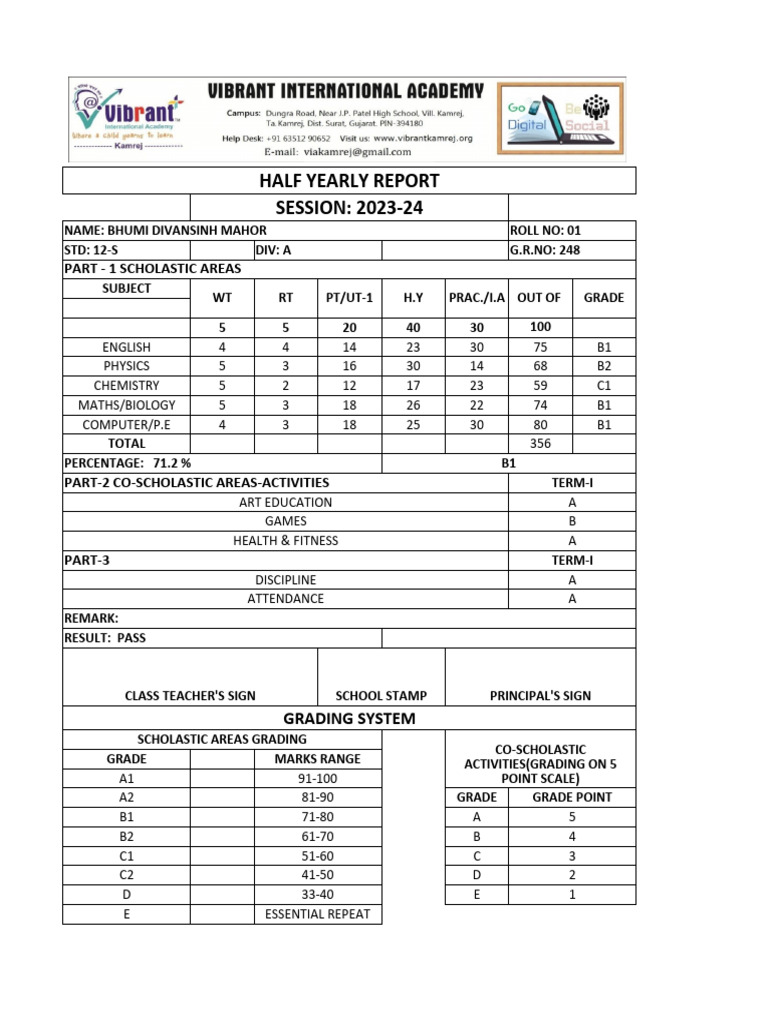 Grade 12 Sci Result (Half Yearly) | PDF | Physical Sciences | Nature