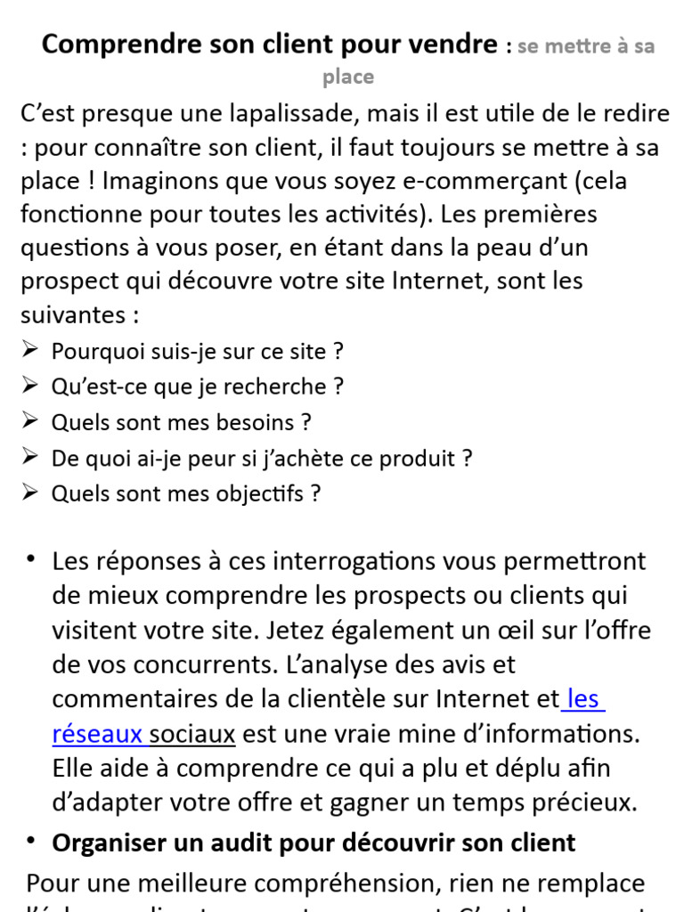 Comprendre son client pour mieux vendre | PDF | Psychologie