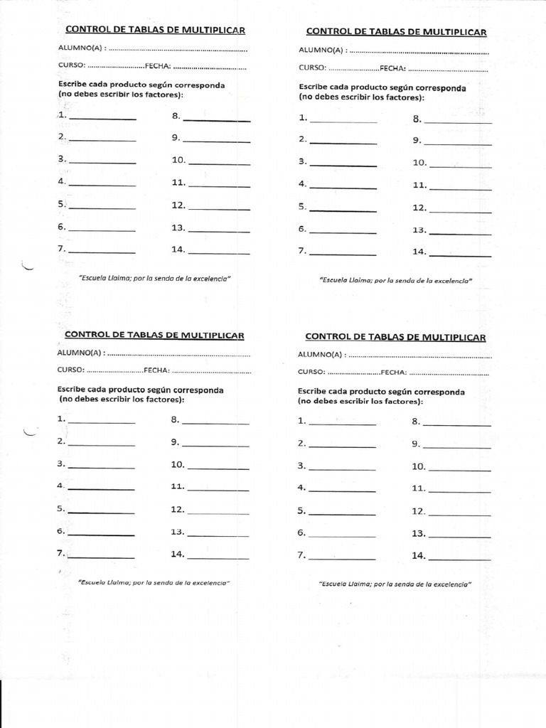 Tablas Control | PDF