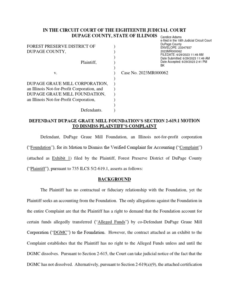 Motion to Dismiss: Graue Mill Case | PDF | Lawsuit | Complaint