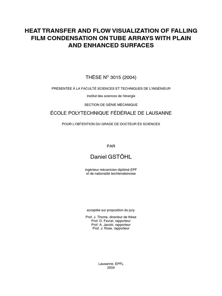 Gsthöl 2004 EPFL PHD Thesis Condensation | Download Free PDF | Heat Exchanger | Heat Transfer