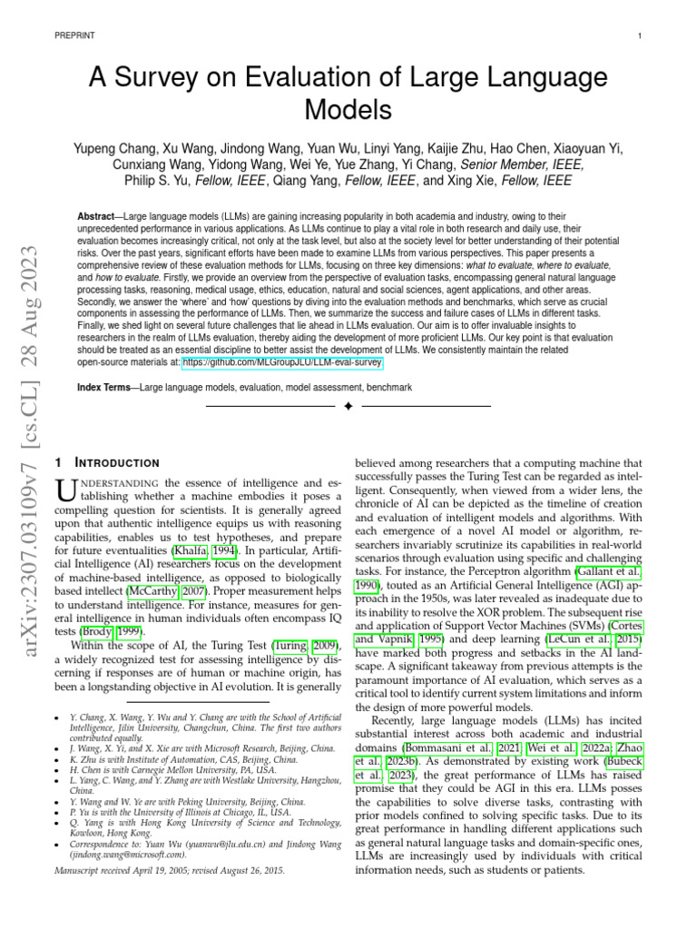 A Survey On Evaluation of Large Language Models | PDF | Cross ...