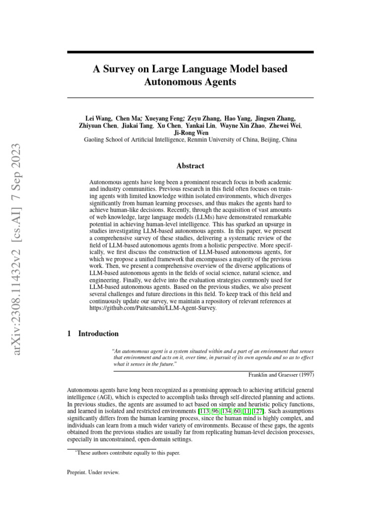 A Survey of LLM Based On Autonomous Agents | PDF | Memory | Long Term Memory