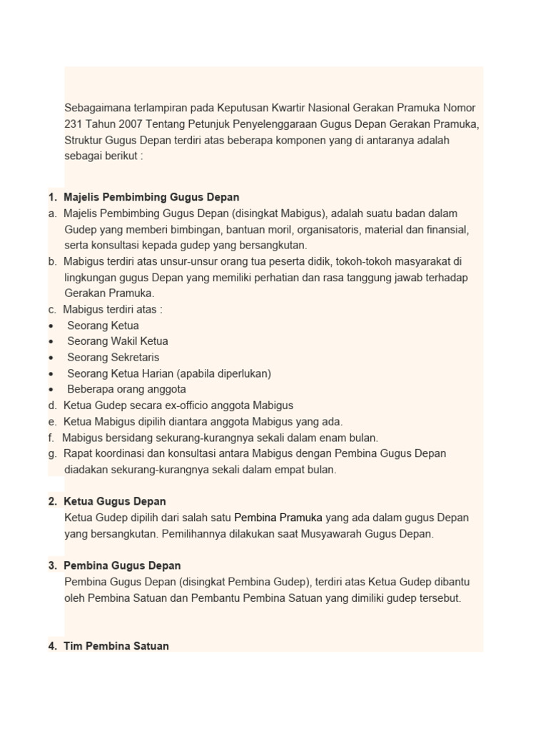 Struktur Organisasi Gugus Depan Pramuka | PDF