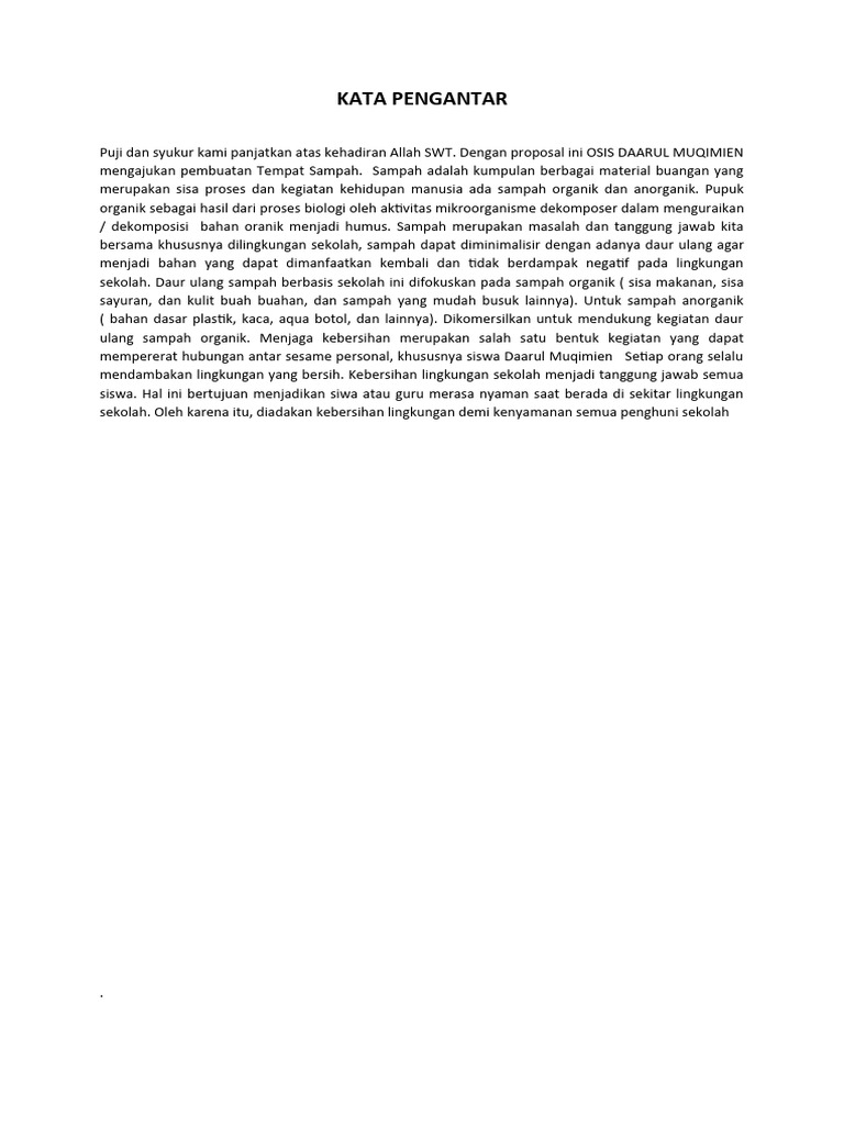 Kebersihan Lingkungan Sekolah Daarul Muqimien | PDF