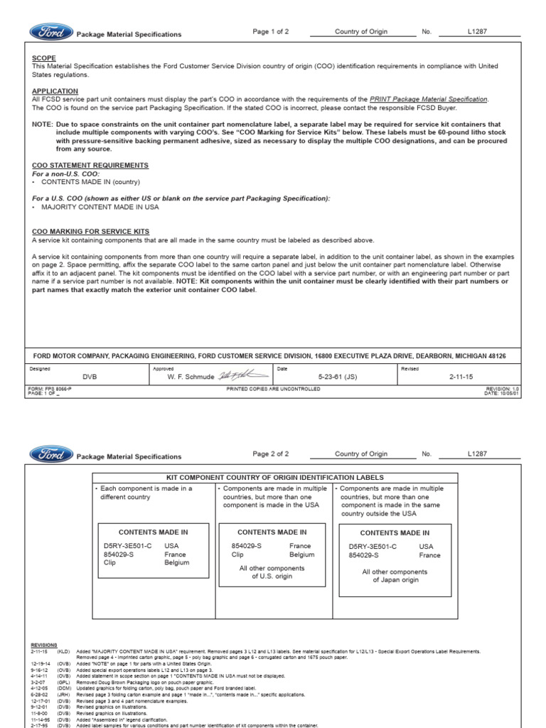 Ford Motor Company, Packaging Engineering, Ford Customer Service ...