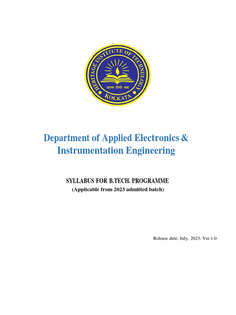 B.Tech AEIE Syllabus 2023-24 | PDF | Ordinary Differential Equation | C (Programming Language)