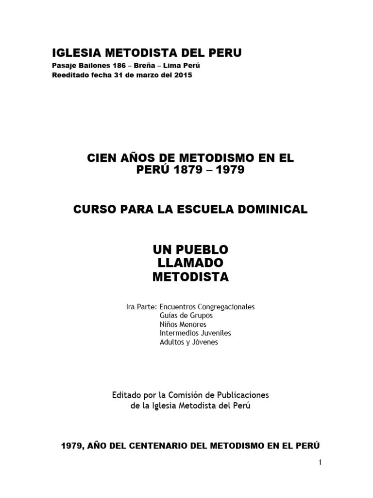 100 Años de Metodismo en El Peru | Descargar gratis PDF | metodismo ...