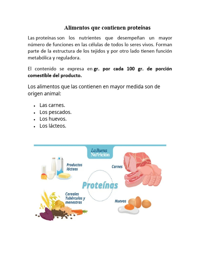 Alimentos Que Contienen Proteínas | PDF