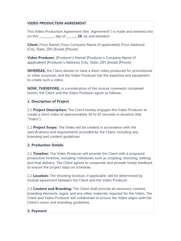 Video Production Agreement | PDF | Lawyer | Justice