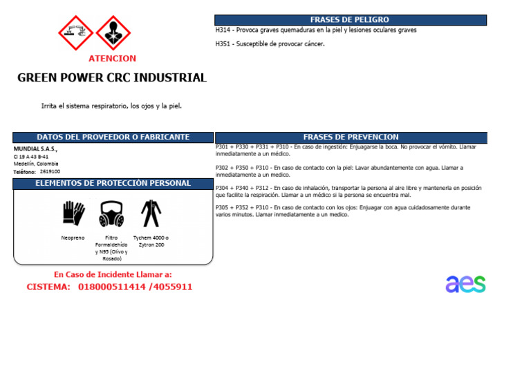 Riesgos y Prevención en Green Power CRC | PDF