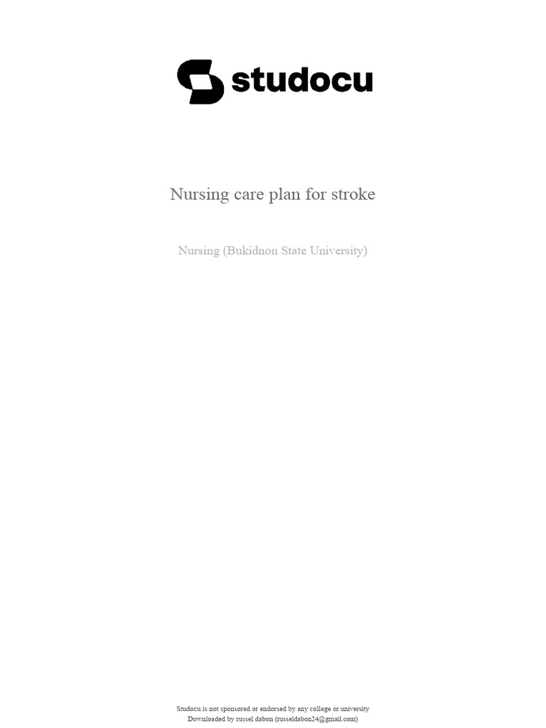 Nursing Care Plan For Stroke | PDF | Nursing | Stroke