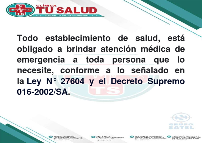 Ley #27604 y El Decreto Supremo 016-2002-SA. | PDF