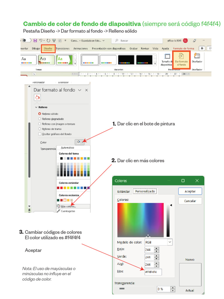 Cómo Cambiar Color de Fondo A Las Diapositivas de Power Point | PDF