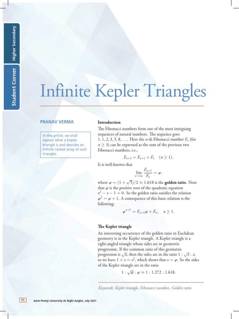 14 - Infinite Kepler Triangles | PDF | Triangle | Geometry
