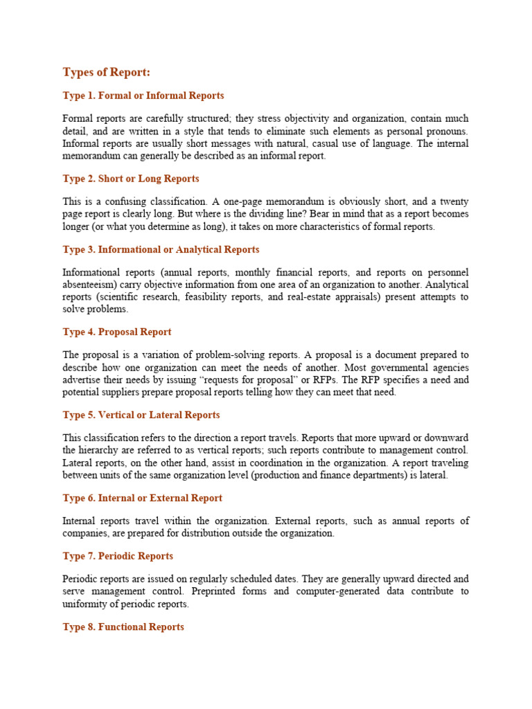 Types of Report | PDF | Request For Proposal | Business