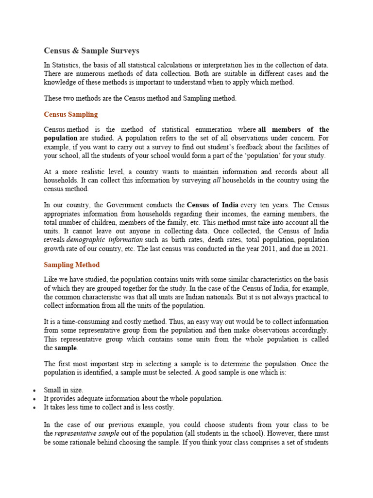 Census Sample Surveys | PDF | Census | Sampling (Statistics)
