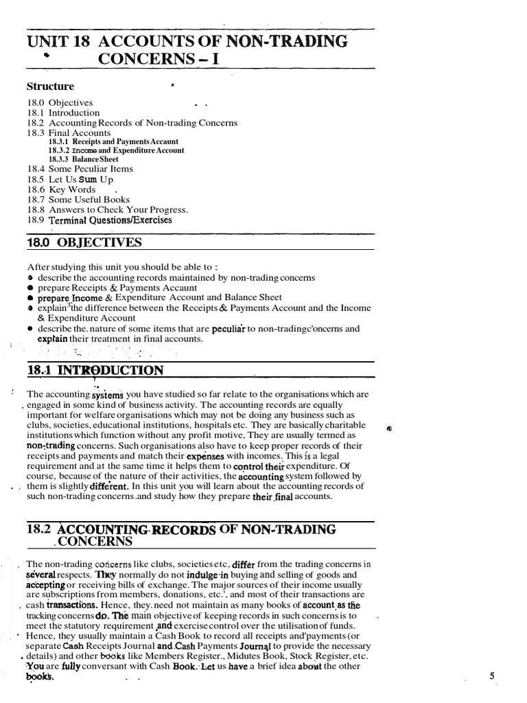 Non-Trading Concerns Accounting Guide | PDF | Debits And Credits | Expense