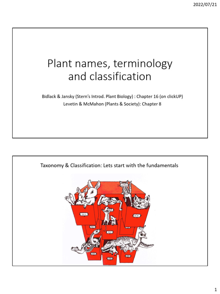 Plant Classification - 1 | PDF | Taxonomy (Biology) | Genus