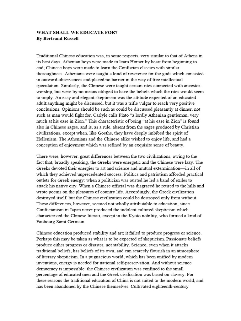 What Shall We Educate For | PDF | Knowledge | Skepticism