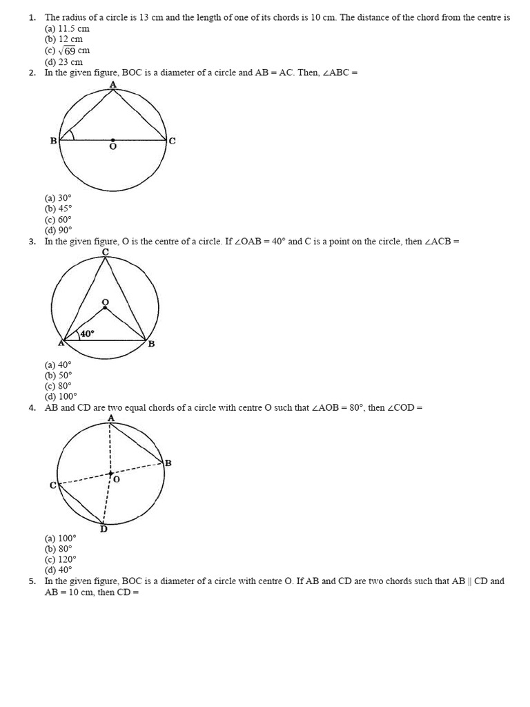 Circle Geometry Quiz | PDF | Teaching Methods & Materials | Technology ...