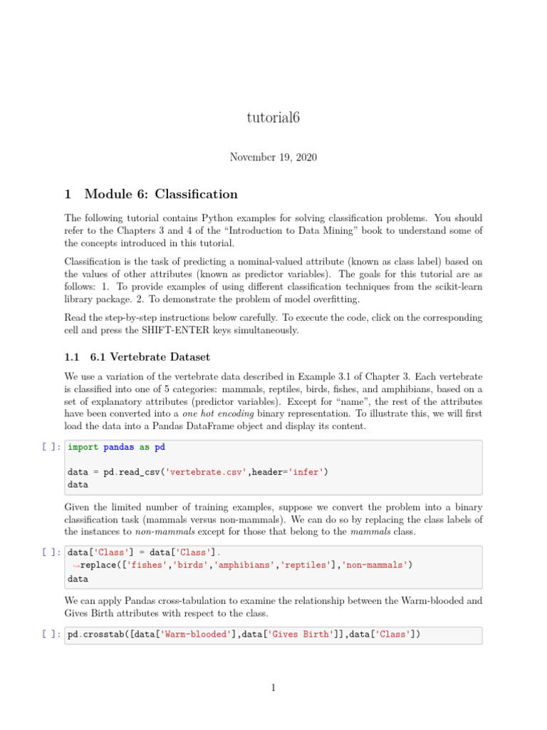 Tutorial 6 | PDF | Statistical Classification | Support Vector Machine