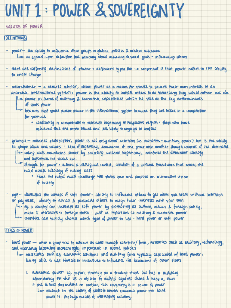 Unit 1 - Power - Sovereignty | PDF | Sovereign State | State (Polity)
