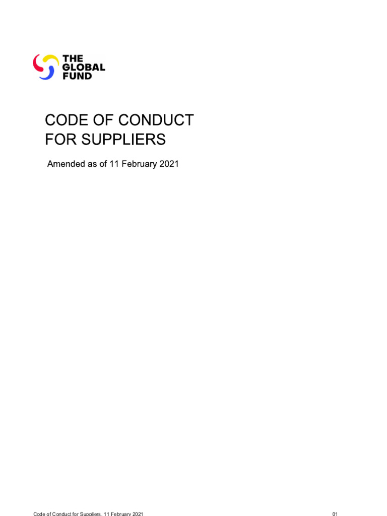 Code of Conduct For Suppliers | PDF | Cooking, Food & Wine | Teaching ...