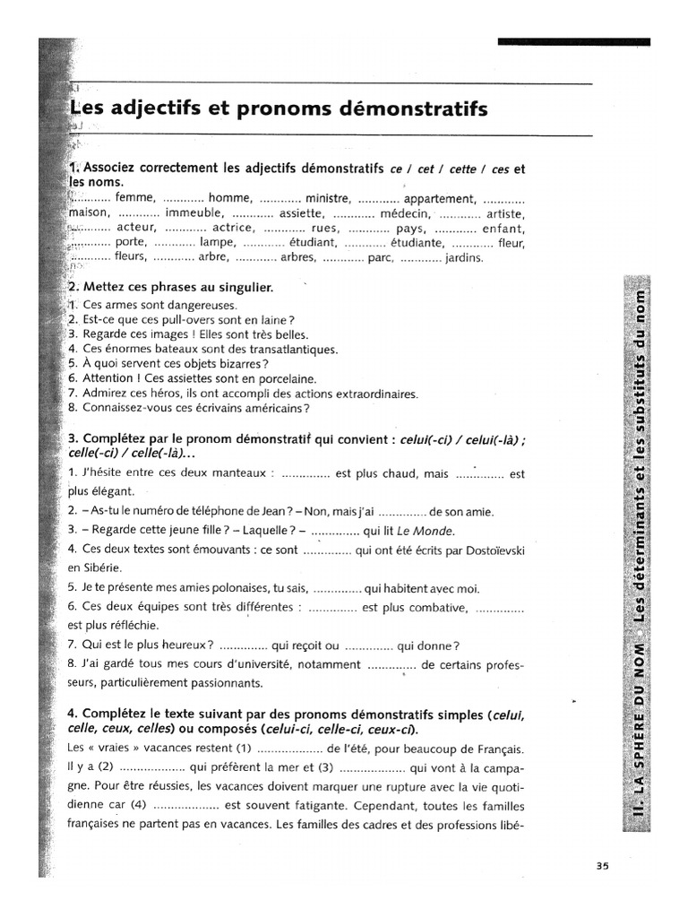 Les Adjectifs Et Pronoms Démostratifs - Exercices | PDF