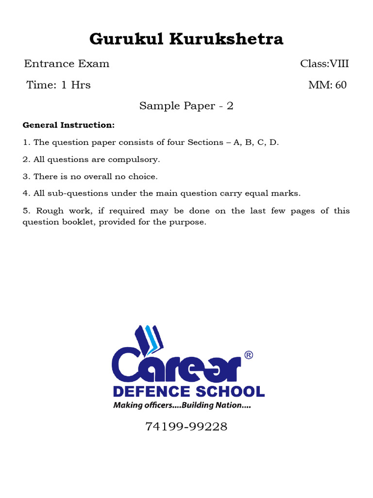 Class 8th Test - 2 GK | PDF | Area | Numbers