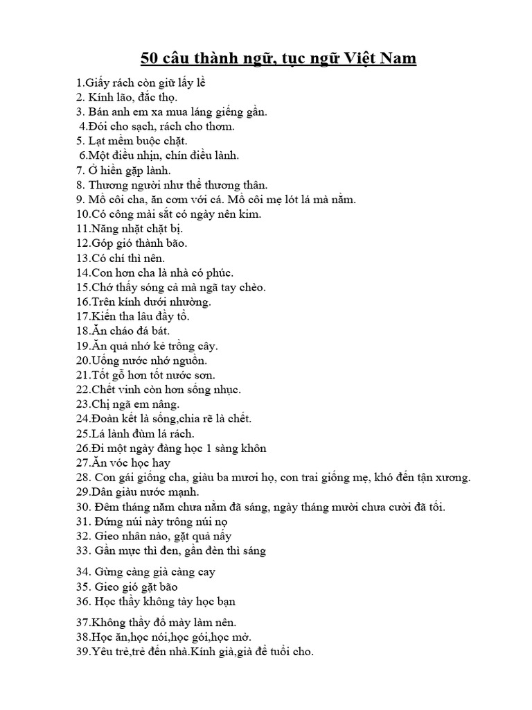 50 Câu Thành NG, T C NG | PDF