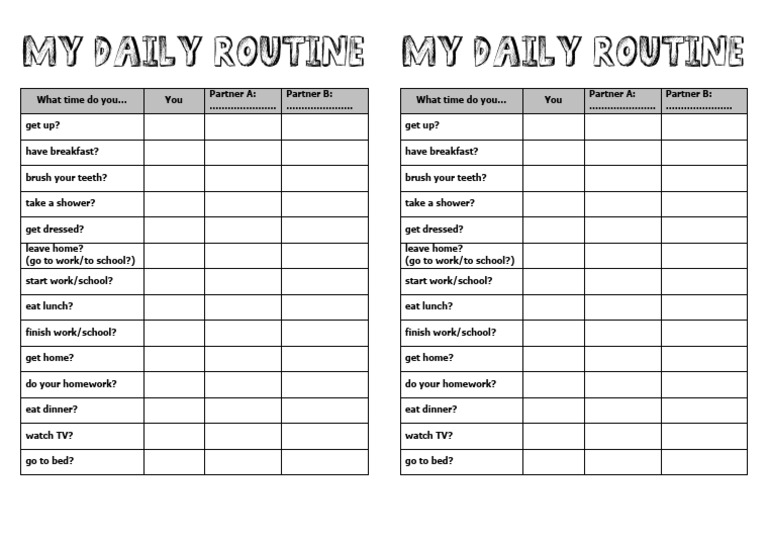 Daily Routines (WORKSHEET) | PDF | Language Arts & Discipline | Foreign ...