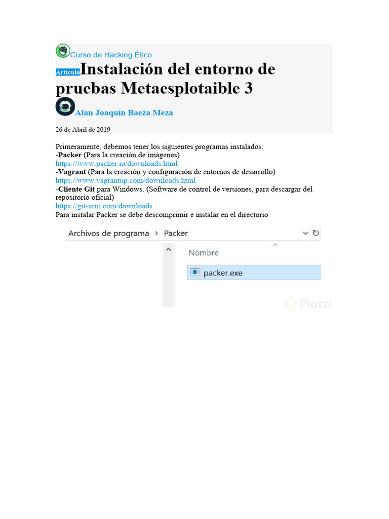 07_Instalación del entorno de pruebas Metaesplotaible 3 | PDF | Interfaz de línea de comando ...