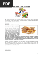 Go, Grow and Glow Foods Worksheet | PDF