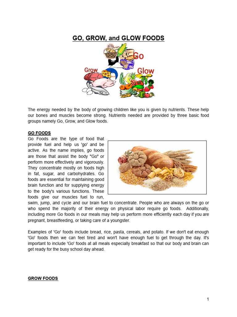 Go, Grow and Glow | PDF | Foods | Healthy Diet