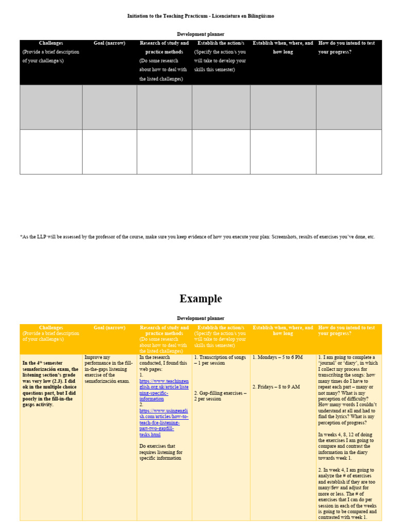 My Development Planner With Examples | PDF | Cognition | Learning