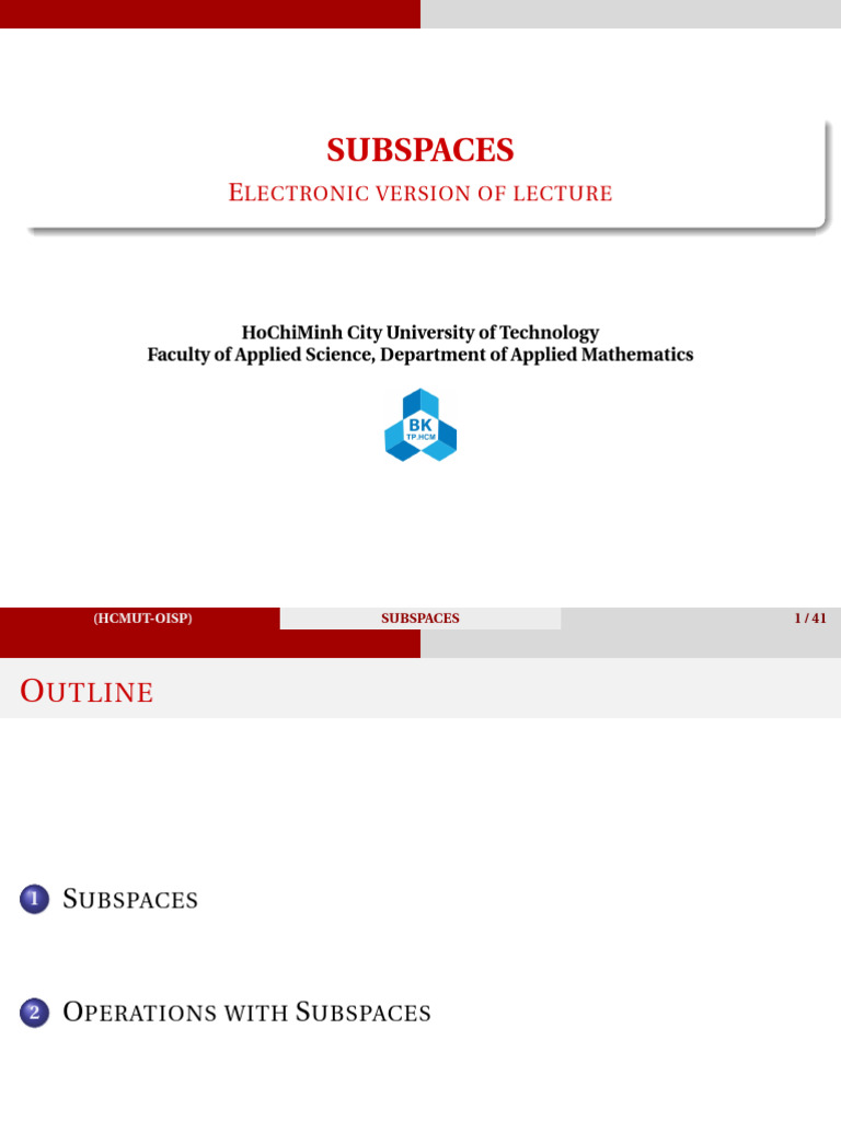 Subspaces | PDF | Linear Subspace | System Of Linear Equations
