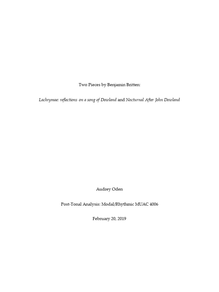 Two Pieces by Benjamin Britten - Audrey Oden | PDF | Variation (Music ...