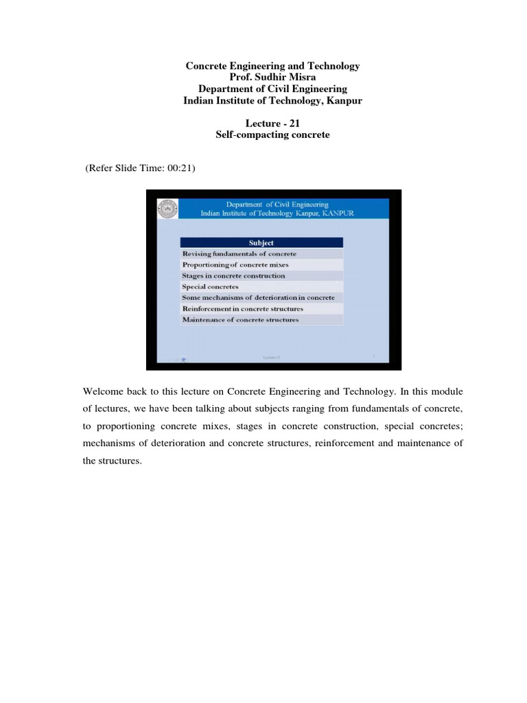 Lec 21 | PDF | Concrete | Cement