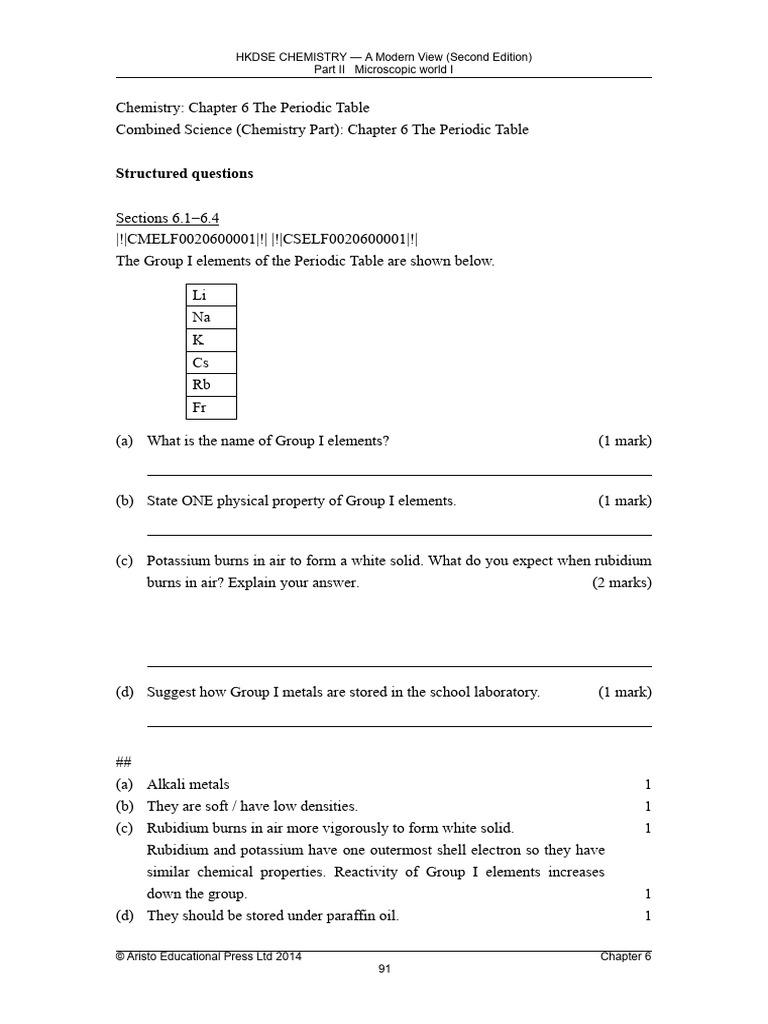 Chapter 6 Structured Questions | PDF | Chlorine | Iodine