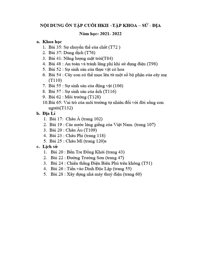 Noi Dung On KSD 21-22 | PDF