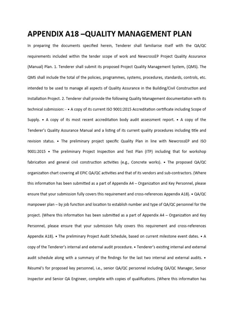 Detailed Quality Management Plan | PDF | Quality Assurance | Iso 9000