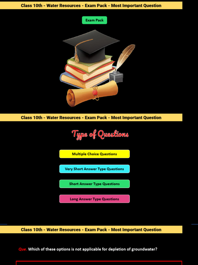 Water Resources - Exam Pack | PDF | Water Resources | Dam