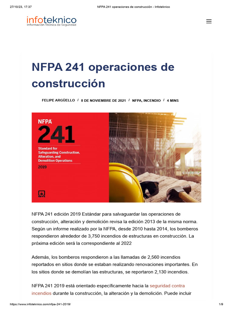 NFPA 241: Seguridad en Construcción | PDF | Demolición