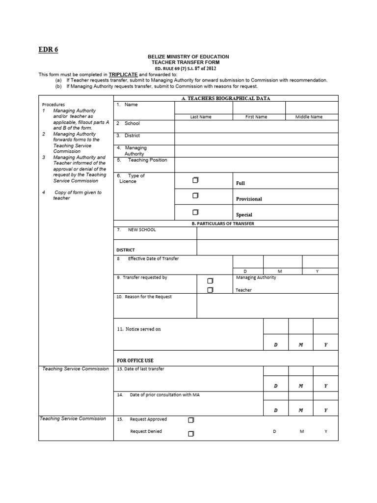 Teacher Transfer Form Guidelines | PDF | Government | Justice