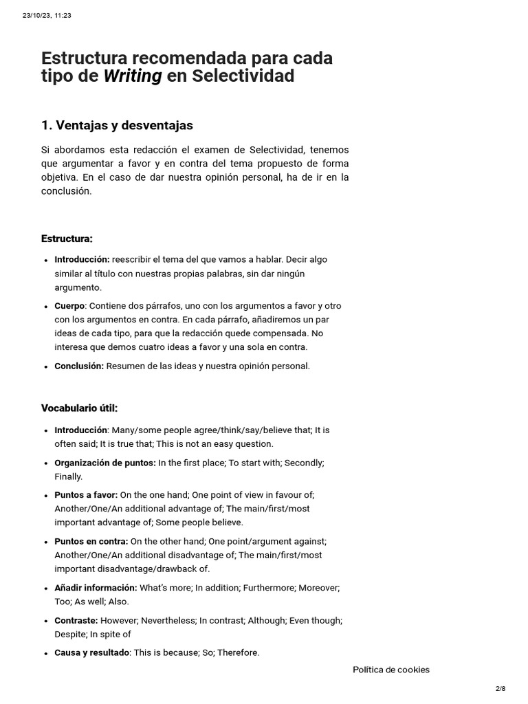 Qué Tipos de Writing Hay en Selectividad | PDF | Lingüística