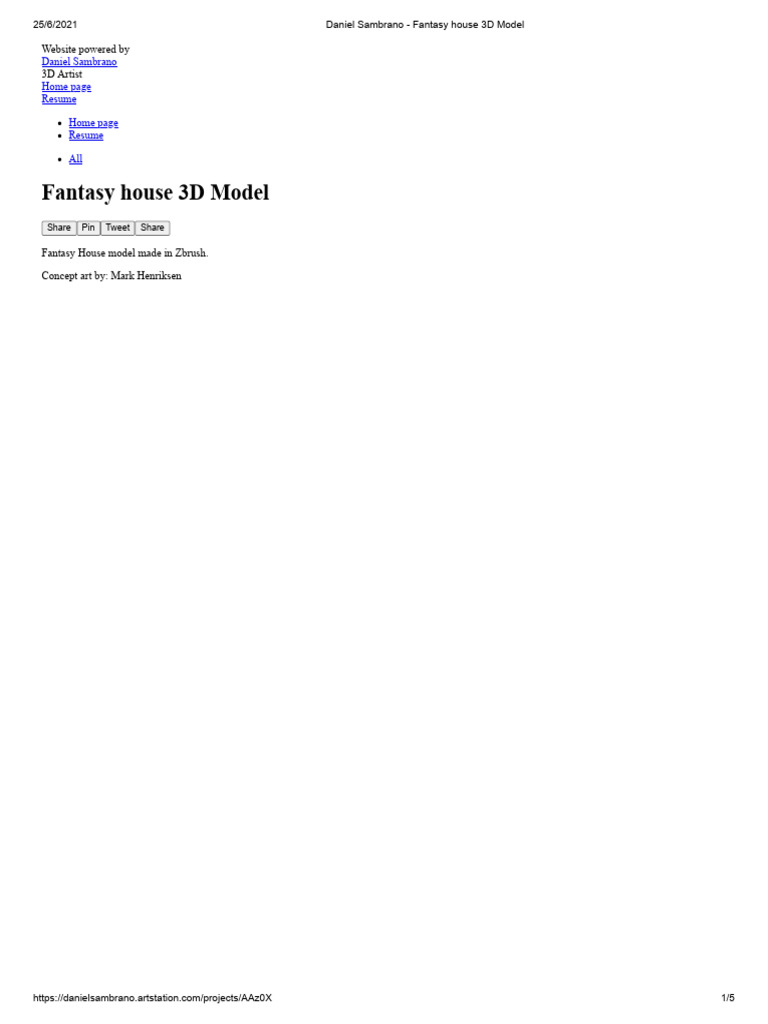 Daniel Sambrano - Fantasy House 3D Model-Z-Brush | PDF | Games & Activities | Home & Garden