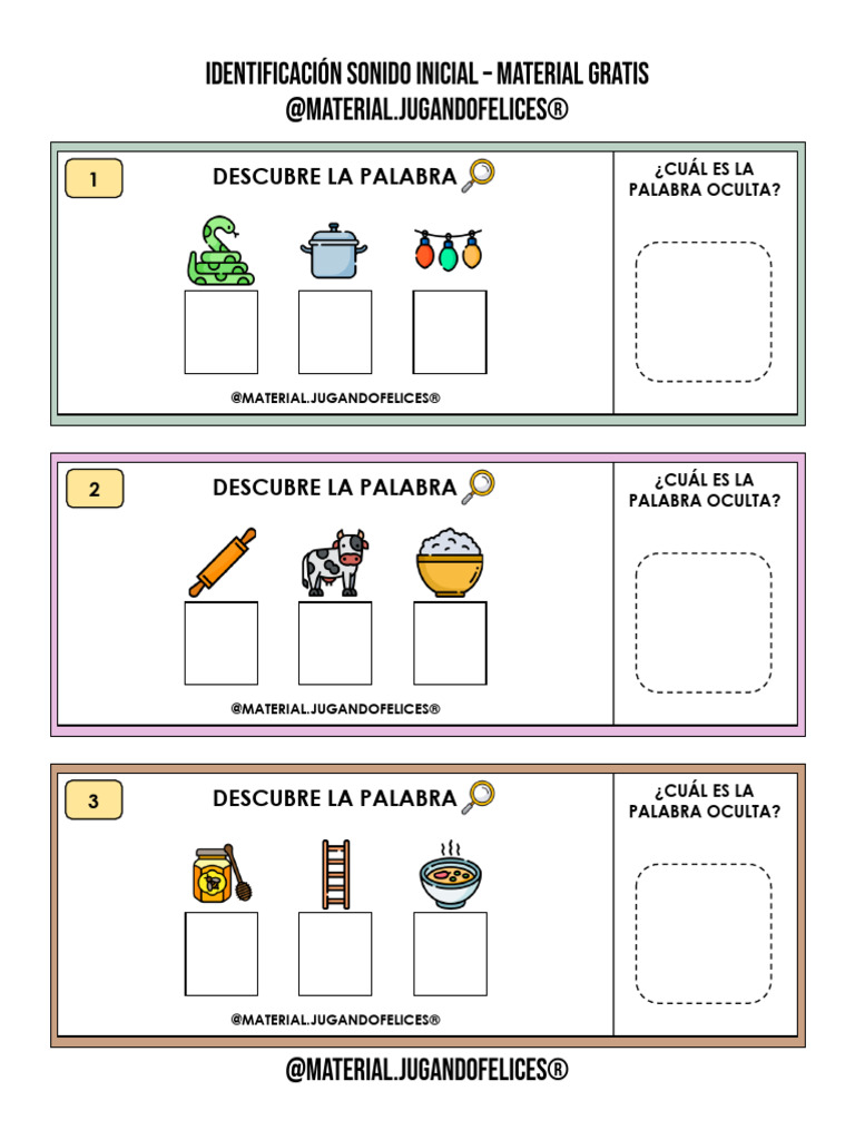Material - Jugandofelices - Sonido Inicial - Material Gratis | PDF